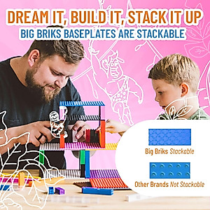 Strictly Briks Compatible with Lego Duplo 12 Pack Large Building Blocks Baseplates, Big Bricks Stackable Plates 7.5 x 3.75 in for Toddlers Kids, Rainbow Colors