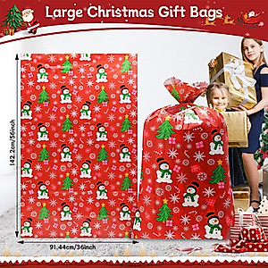 Yunaeduo Extra Large Christmas Gift Bag - 2 Pcs Large Christmas Gift Sacks 56"x36" - Jumbo Christmas Gift Bags for Giant Gifts - Heavy Duty Plastic Christmas Bags - Large Xmas Gift Bags for Presents