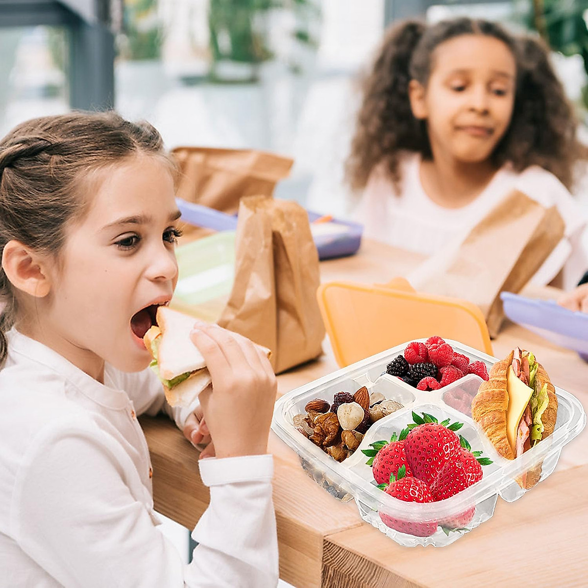 Haawooky 30 Pcs Bento Snack Containers,4 Compartment Meal Prep Lunch Containers with Lids,Food Storage Containers for School Work Travel