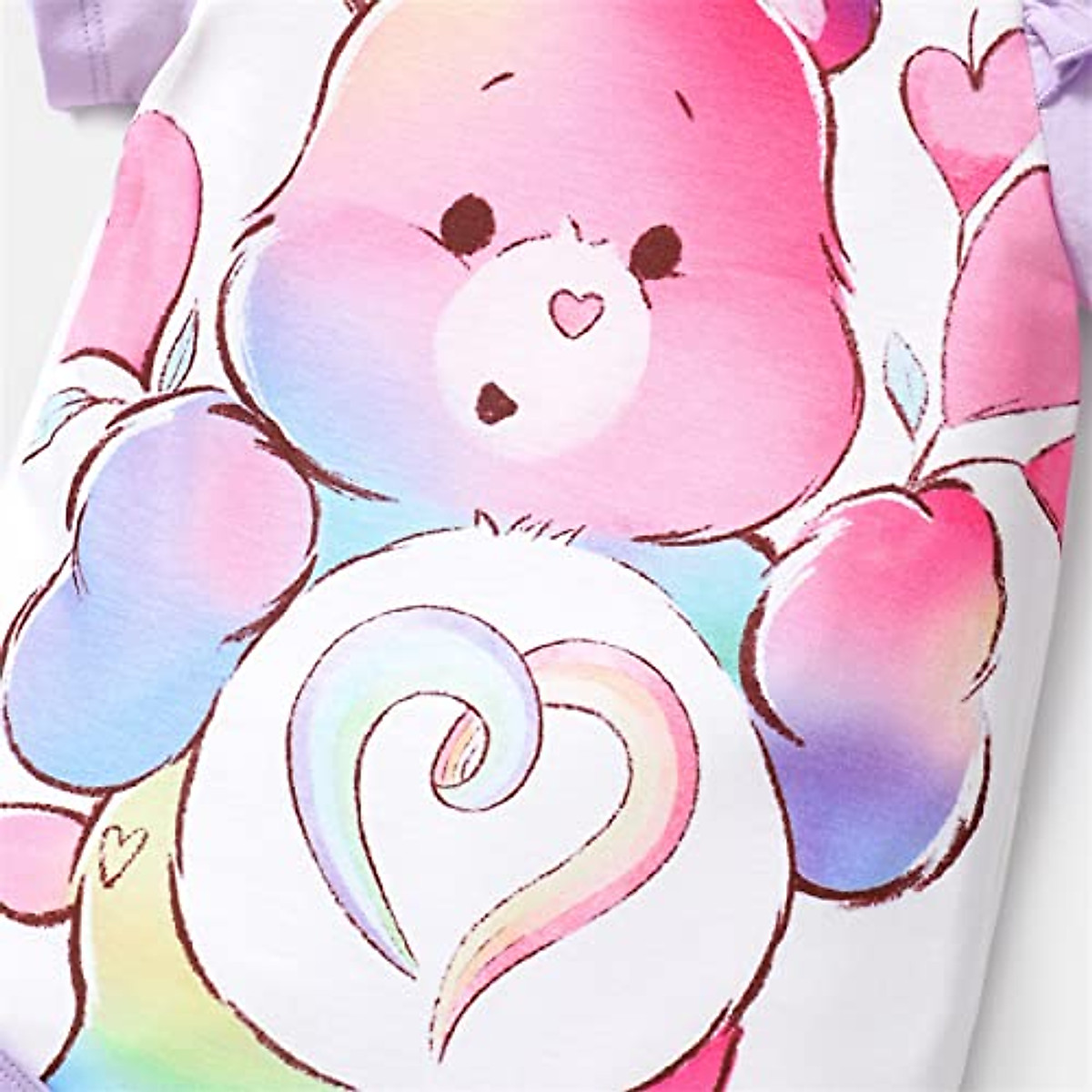 PATPAT Care Bears 2Pcs Baby Girl Clothes Bear Print Ruffle Short Sleeve Romper and Rainbow Ombre Skirt Set Ombre 6-9 Months