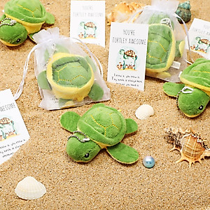 Honoson 24 Set Stuffed Turtle Employee Appreciation Gifts Students Teacher Nurse Inspirational Gift Thank You Gift Mini Plush Sea Turtle Animal Pun Thank You Note Cards for Coworkers Pocket Favors