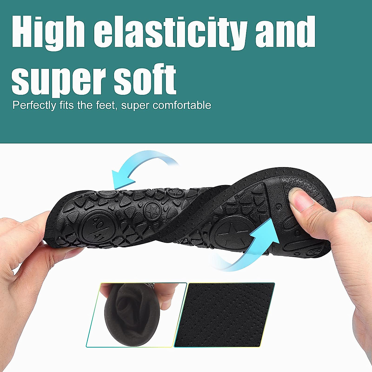 Unisex Water Shoes Quick-Drying Beach Aqua Shoes for Women Men Black Embossed 7.5-8.5 W/ 6.5-7.5 M US