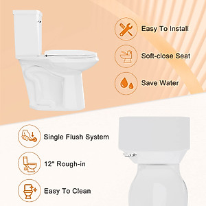 Two Piece Extra Tall Toilets | High Toilets For Bathrooms Comfort Height Elongated With 17.5 Inch high toilet Bowl, 1.28gpf & 12" Rough-in Extra High Toilet For Seniors, Disabled And Tall People
