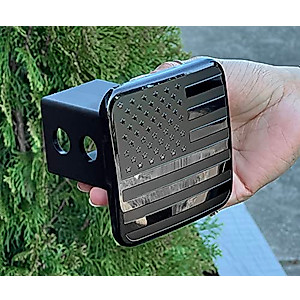 eVerHitch 2 Inch Trailer Hitch Cover Plug with Metal American Black Flag Fit for Any 2" Hitch Receivers
