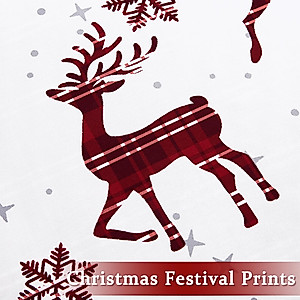 STARBEDIA Christmas Duvet Cover King, Soft Brushed Microfiber Comforter Cover Sets, Reindeer Printed Holiday Theme Bedroom Decorative Bedding (King Size, Red Plaid Deer)