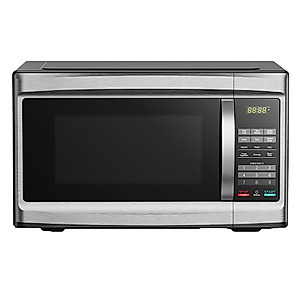 Black+Decker 1000 Watt Stainless Steel Small Microwave Countertop Oven with 6 Cooking Modes, Digital Touch Controls, and Display, Black