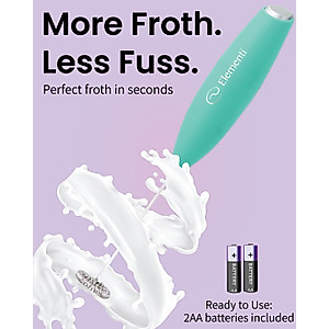 Elementi Milk Frother Wand (Batteries Included) - Coffee Stirrers Electric Mini Mixer for Powder Drinks - Electric Stirrer for Powder Drinks - Protein Powder Mixer Wand (Mint)