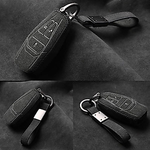 Alcantara Leather Key Case Cover Fit for Aston Martin DB11 DBS Superleggera (Black)