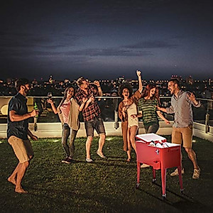 Happygrill Large 80 Quart Cooler Cart, Outdoor Cooling Bin with Wheels, Patio Rolling Ice Chest Cooler for Beer Beverage