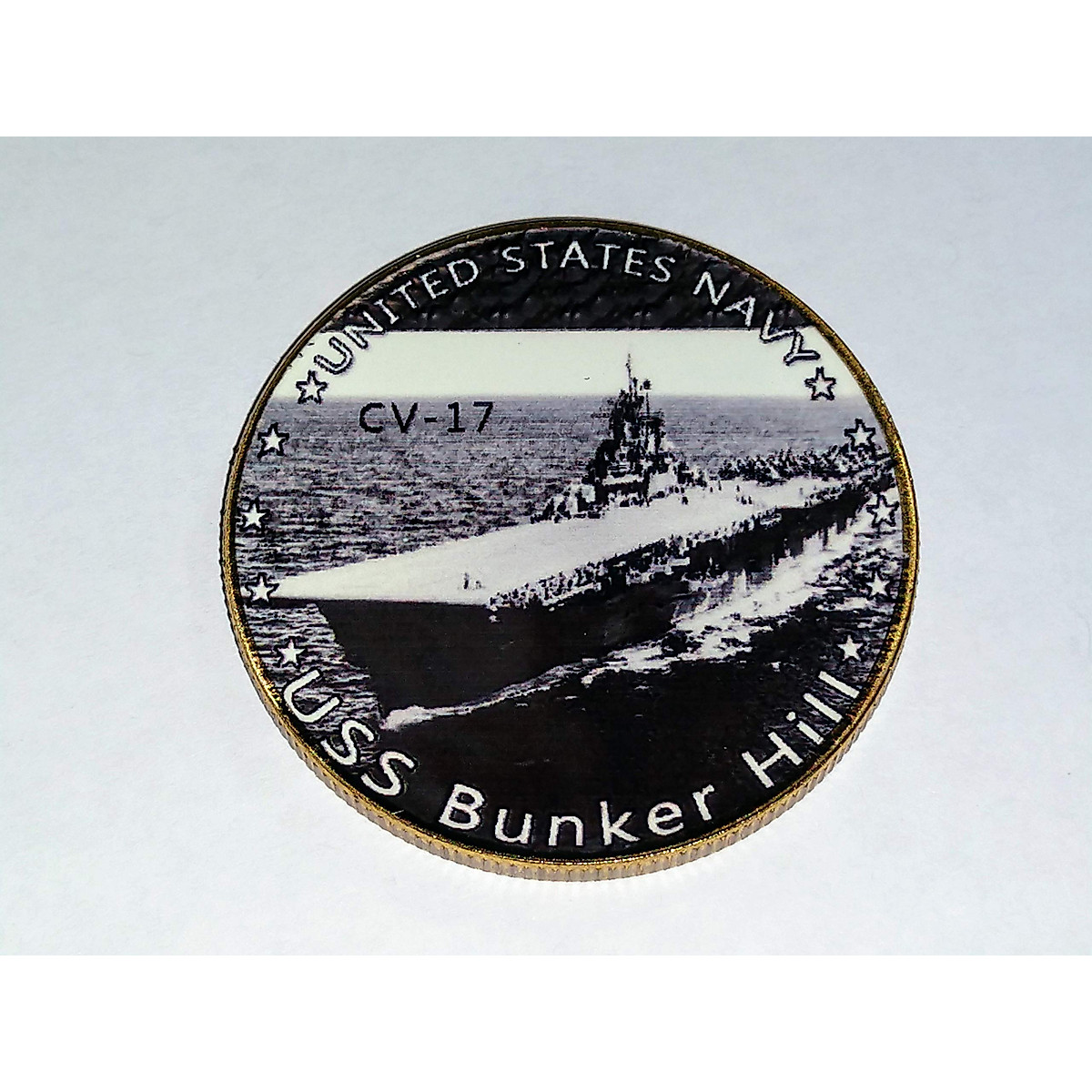 US Navy USS Bunker Hill CV-17 Colorized Challenge Art Coin