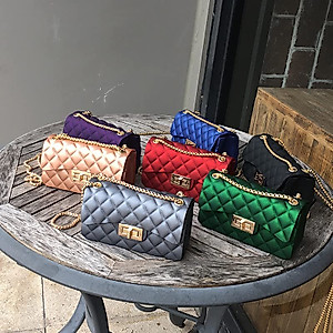 Bella Luna Mini Candy Color Quilted Jelly Purse Crossbody Bag or Shoulder Bag for Women Teens or Girls (Matte Gold)