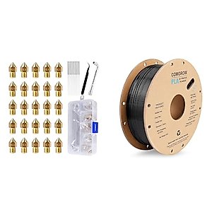 Comgrow 25PCS MK8 Ender 3 V2 Nozzles 0.4MM and Comgrow PLA 3D Printer Filament Black