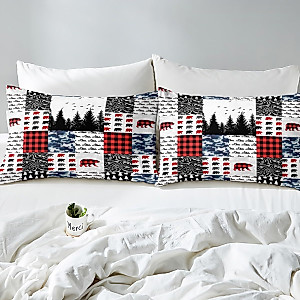 Erosebridal Bear Fitted Sheet Twin,Woodland Hunting Animals Bed Sheets for Kids Boys Girls,Buffalo Plaid Checkered Bedding Set,Camouflage Sheets,Christmas Stripes Bed Set Room Decor with Deep Pocket