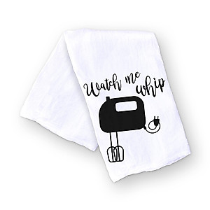 Handmade Funny Kitchen Towel - Kitchen Puns Funny Hand Towel for Baker, Watch Me Whip - 28x28 Inch Perfect for Chef Housewarming Christmas Mother’s Day Birthday Gift (Watch me Whip)