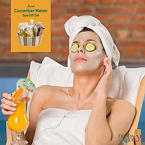 Wooden Massage & Reflexology Kit for Women at-Home Spa Kit for All-Over Body Relaxation & Rejuvenation with Fresh Cucumber Melon Aromatherapy Bath & Body Set