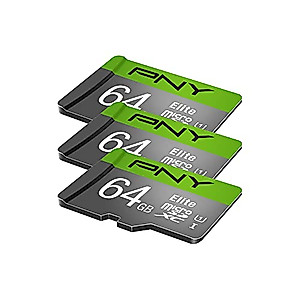 PNY 64GB Elite Class 10 U1 microSDXC Flash Memory Card 3-Pack - 100MB/s, Class 10, U1, Full HD, UHS-I, Micro SD