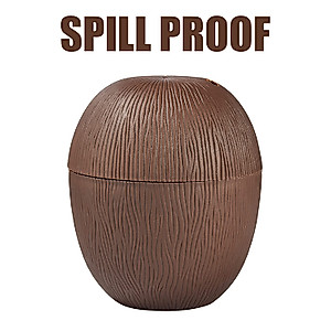 ALINK 18 Coconut Cups with 18 Straws and 18 Cocktail Drink Picks, Hawaiian Luau Tiki and Beach Party Decorations for Kids and Adults