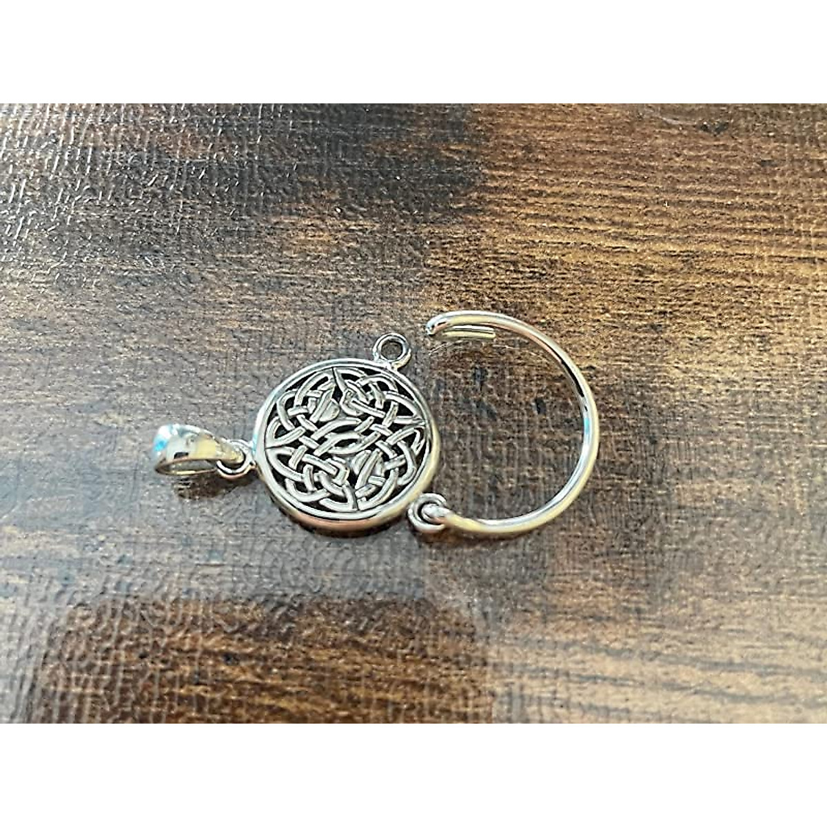 Jewelry Trends Sterling Silver Celtic Knotwork Charm Holder Round Pendant