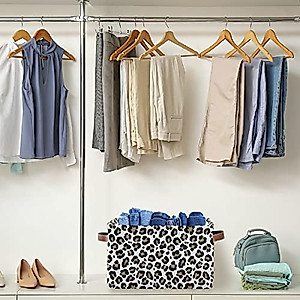 Leopard Cheetah Print Animal Skin Square Storage Basket Storage Bins Canvas Storage Organizer Closet Shelf Organizer for Home Office, 1 Pc