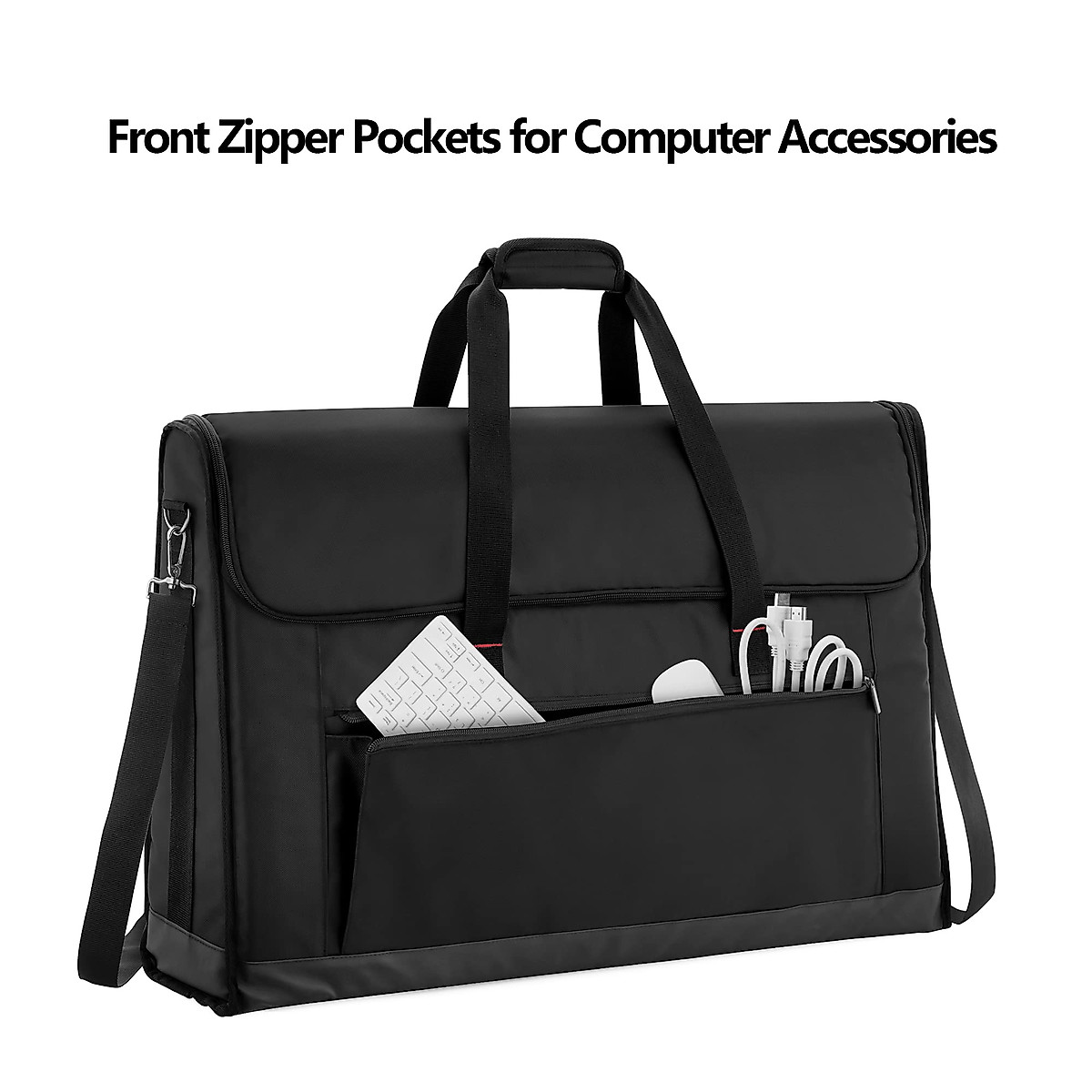 Trunab Monitor Carrying Case 24-27 Inch Padded Travel Bag Hold Up to 2 LCD Screens/TVs, Not Compatible with iMac, with Accessories Pocket, Shoulder Strap, PU Bottom, Black