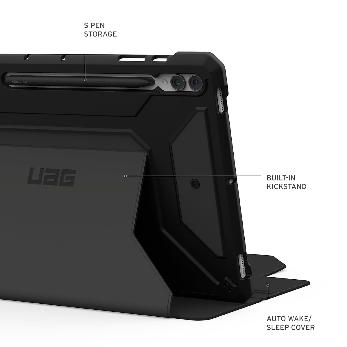 UAG Designed for Samsung Galaxy Tab S9 Ultra Case 14.6" 2023 SM-X910 Metropolis SE Black, Multi-Angle Kickstand Folio with Auto Wake/Sleep & S Pen Holder Rugged Protective Cover by URBAN ARMOR GEAR