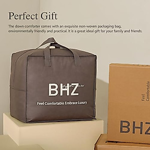 BHZ California King Down Comforter, Duvet Insert Feather Down Comforter All Seasons, Medium Warm Luxury Soft 100% Cotton Cover with Corner Tabs (104x96 Inches, White)