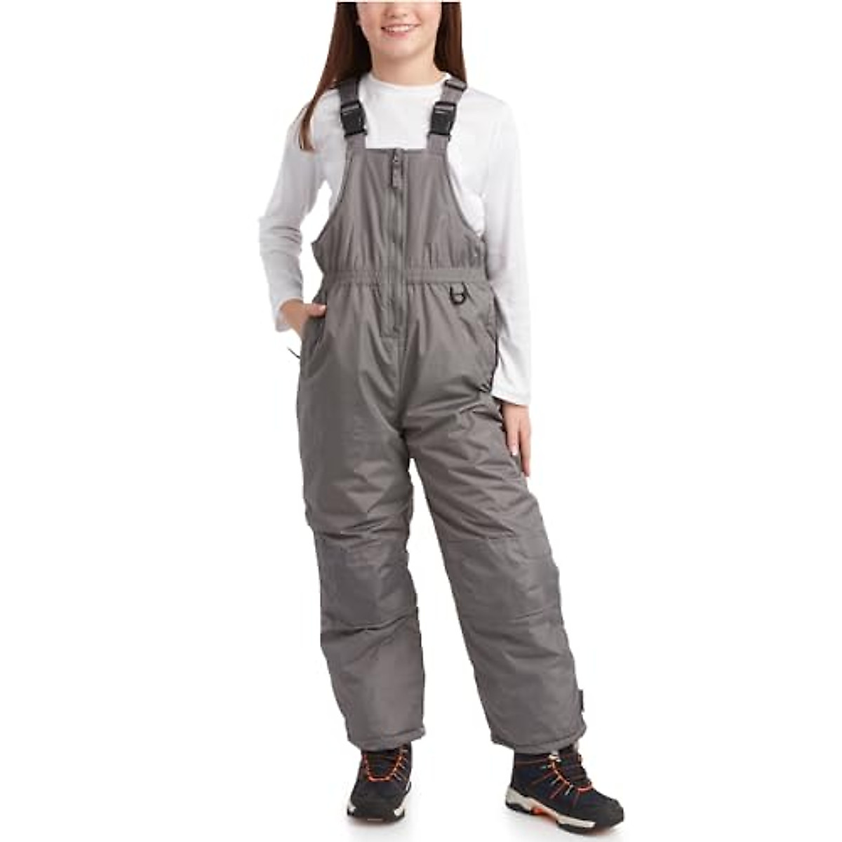 Wippette Girls’ Snow Bib – Kids’ Insulated Waterproof Snowboard Ski Snow Pants Overalls for Girls (5-18), Size 16-18, Charcoal