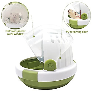 BNOSDM Hamster Carrier Cage Portable Mice Travel Case Plastic Small Animal Carrier Rat Carry Cage with Water Bottle for Dwarf Hamster Mouse Pet Outgoing & Traveling (Moss Green)