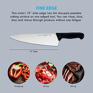 Messermeister Pro Series 10” Wide-Blade Chef’s Knife - German X50 Stainless Steel & NSF-Approved PolyFibre Handle - 15-Degree Edge, Rust Resistant & Easy to Maintain - Made in Portugal