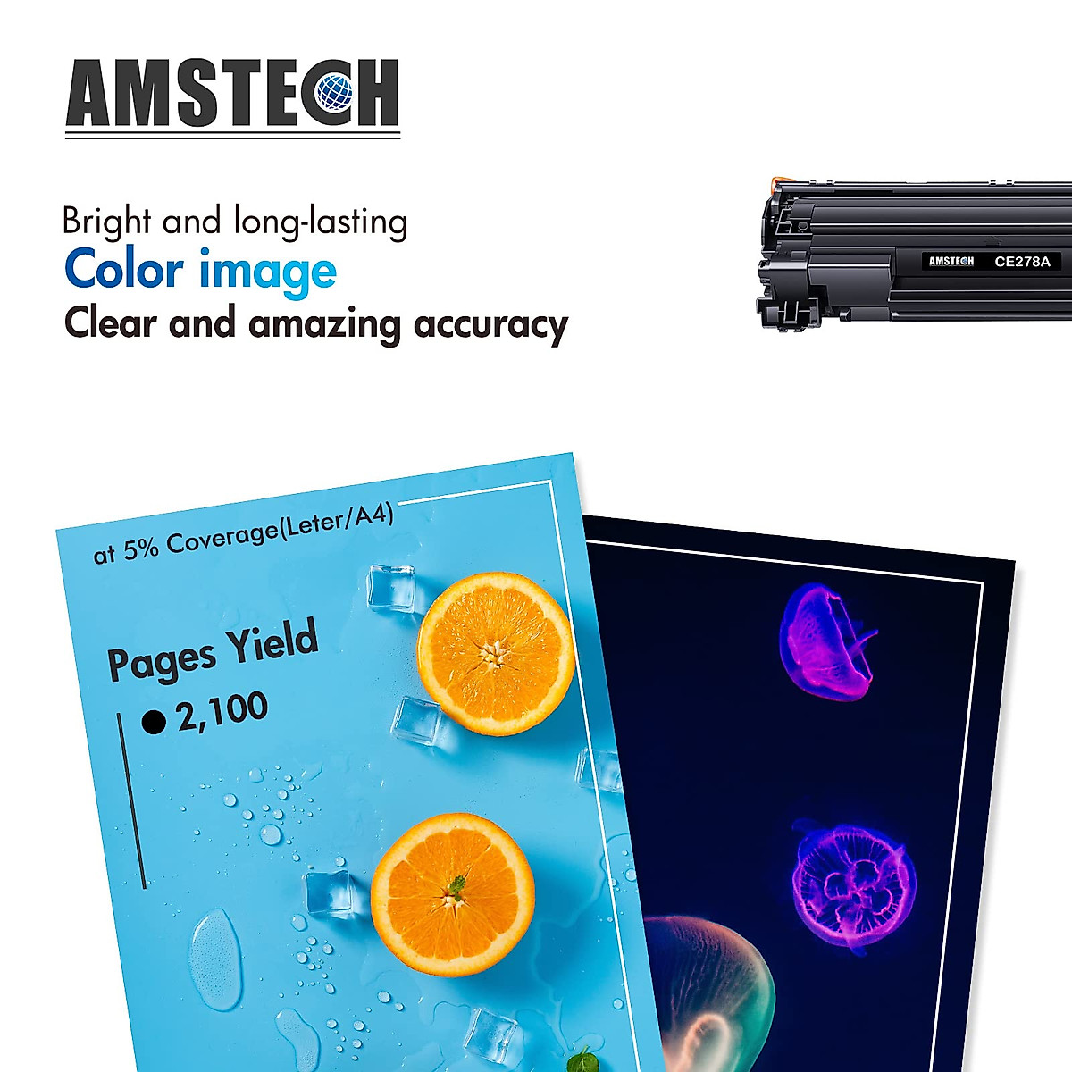 78A Toner Cartridge 2-Pack CE278D Replacement for HP 78A CE278A Toner Cartridge for HP M1536dnf MFP P1606dn P1606 P1566 P1560 M1536 Printer Black