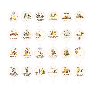 WEECUTES® Winnie Baby Shower Decorations Cupcake Toppers Classic Pooh Quotes 1 st Birthday Party Supplies For Kids Dessert Favor Cake Decor 48 Pcs