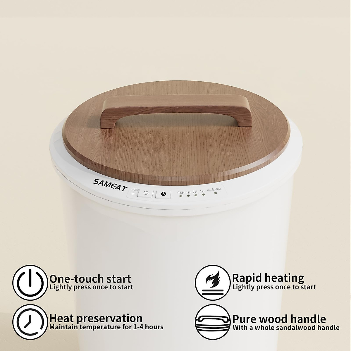 SAMEAT Large Towel Warmer for Bathroom - Heated Towel Warmers Bucket, Wooden Lid, Auto Shut Off, Fits Up to Two 40"X70" Oversized Towels, Best Ideals