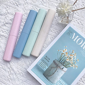 ssupfree 4 Packs Toothbrush Covers, Travel Toothbrush Holder Plastic Breathable Toothbrush Travel Containers for Travel School Business Camping Toothbrush Case, Blue,Green,Beige,Pink