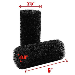 Xiaoyztan 6Pcs 6.0 x 2.5 Inch Aquarium Pre-Filter Sponges Foam Filter Cartridges with 0.8" Hole Diameter (Black)