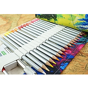 CreooGo Canvas Pencil Wrap, Pencils Roll Pouch Case Hold for 48 Colored Pencils (Pencils NOT Included)-Paniting,48 Holes