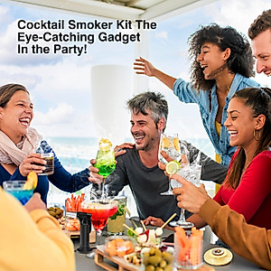 Cocktail Smoker Kit Old Fashioned Drink Smoker Kit with Torch Smoker Infuser for Whiskey Bourbon - 8 Flavors Wood Chips - Gift for Whiskey Lovers, Dad, Husband, Boyfriend, Men (Without Butane)