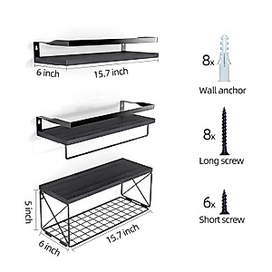 Hoiicco Wall Mount Shelf, Shelf Wall Mount, Floating Shelves for Wall with Storage Basket, Wall Shelves for Bathroom, Living Room, Kitchen and Washroom Toilet Paper