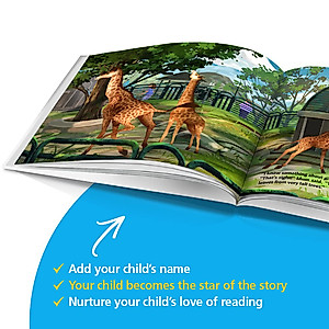 Personalized Story Book by Dinkleboo - Visits The Zoo - for Children Aged 2 to 8 Years Old - A Story About Your Child Going to The Zoo - Soft Cover - Smooth, Glossy Finish (8"x 8")