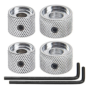 2Pcs Yootones Metal Guitar Dual Concentric Stacked Control Knobs Compatible with Electric Guitar Bass (Silver)