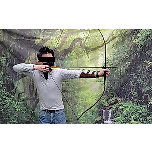 SAS 30-35lbs 22-29" Robinhood Long Bow for Adult/Youth w/Belt Quiver, Armguard, Finger Tab, Arrow Rest, Target Face and 2 x Arrows (Black)