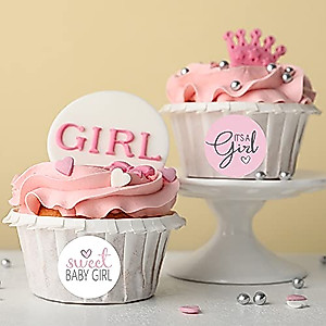 270 PCS Pink Baby Shower Stickers, 6 Design Self Adhesive Circle Label Stickers,Baby Shower Envelope Seals Candy Stickers,Baby Shower Party Chocolate Stickers,Candy Stickers.（012）