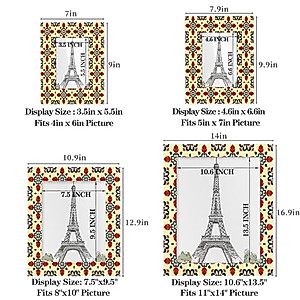 cfpolar Ceramic Tile Red Flowers 4x6 Picture Frame, Solid Wood 4x6 Photo Frame Fits to 4x6 inch Photo, High Definition Acrylic 4x6 Picture Frames for Tabletop & Wall Display Home Decor Frame