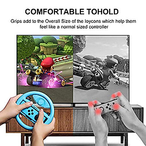 momen Switch Steering Wheel for Joycon Controller, Switch Racing Wheel Gaming Accessory Driving Grip for Mario Kart 8 Deluxe 2 Pack Wheels (Red&Blue)