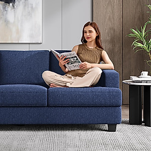 Fadware 89 Inch Couch, 3 Seater Couches with Deep Seats, Modern Loveseat 3-Seat Sofa Couches for Living Room Apartment Lounge, Detachable Sofa Cover, Easy to Install, Blue