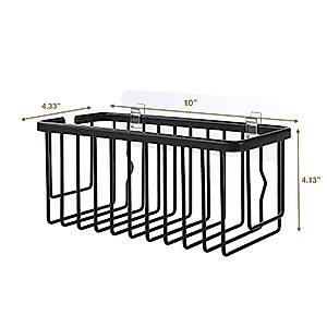 SunnyPoint Aluminum NeverRust Shower Caddy Basket Organizer Storage Shelf Rack; Adhesive Installation Pad Included (Set of 2, Black)