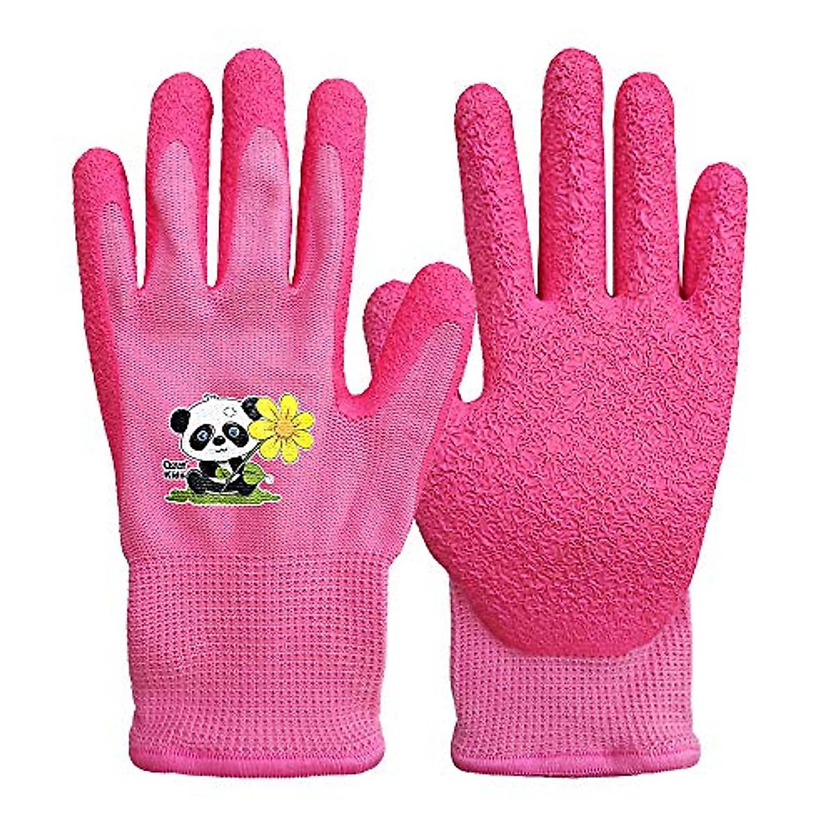 QEAR 1 Pair Kids 3-6 Years Girl Pink Garden Work Gloves,Knitted Liner,and Latex Rubber Palm Coated for Water/Dirty Resistance (3-6 Years Pink XXXS)