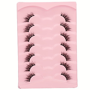 Gmagictobo False Eyelashes Fluffy Half Lashes Natural Look Cat Eye Lashes Pack False Lashes Extensions Fake Eyelashes 7 Pairs Multipack