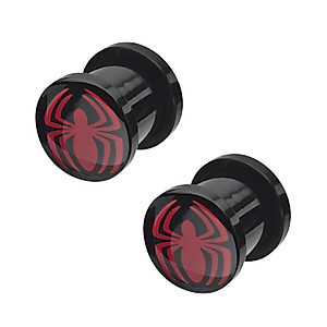 Marvel Comics Unisex Spider-Man Black Acrylic Screw Fit Plugs