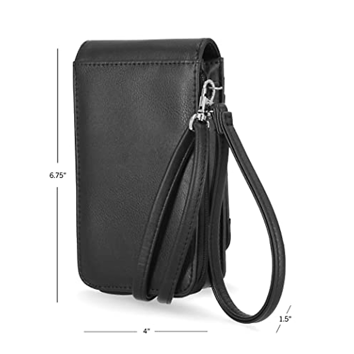 Nautica Catalina Vegan Leather RFID Womens Crossbody Cell Phone Purse Holder Wallet (Black)