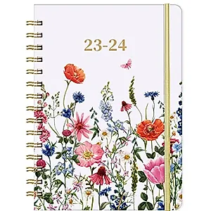 Planner 2023-2024 - Academic Planner 2023-2024, Jul.2023 - Jun.2024, 2023-2024 Planner, 2023-2024 Planner Weekly & Monthly with Tabs, 6.4" x 8.5", Hardcover + Back Pocket + Twin-Wire Binding, Daily Organizer - Flowers